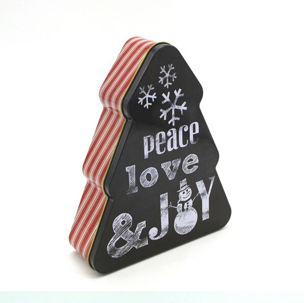 Christmas tree shape tin box