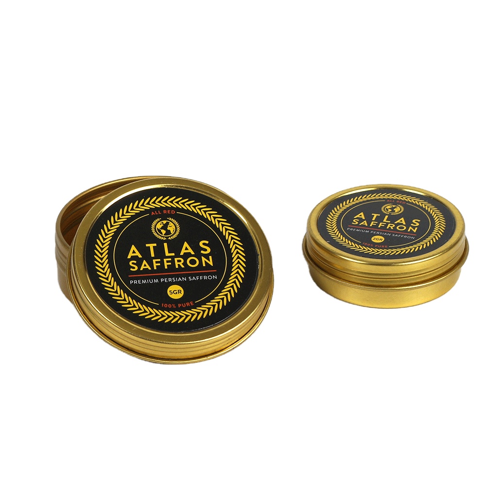 Empty saffron tin boxes