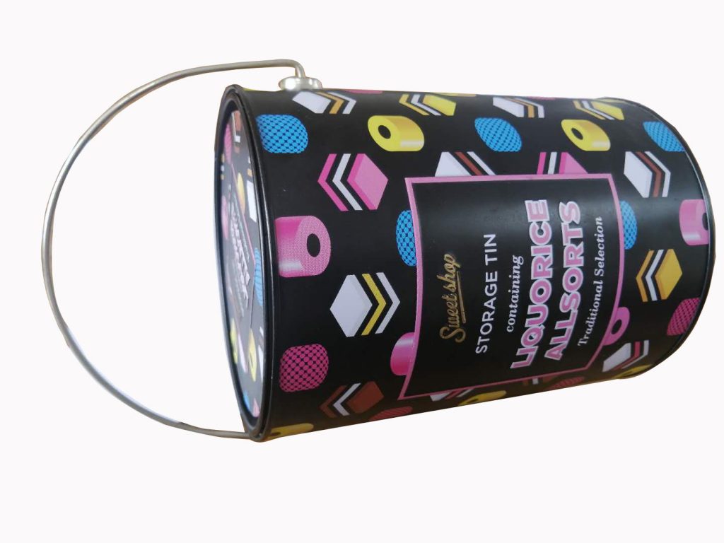 Popcorn tin bucket with handle
