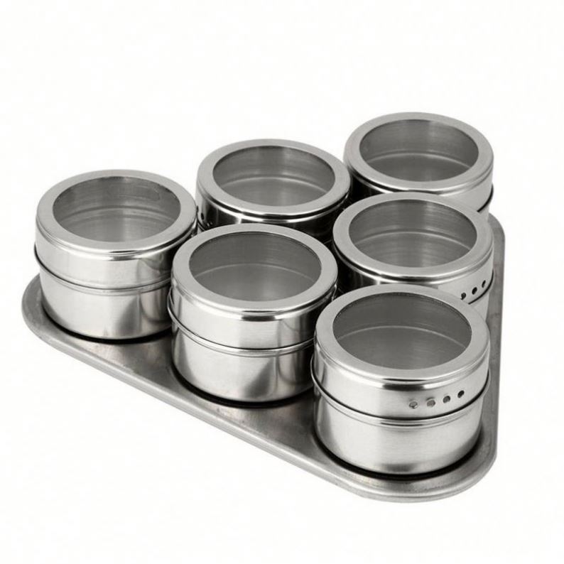 Stainless steel spice tins